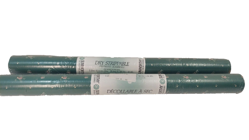 SUNWORTHY Wallpaper - 2 ROLLS Sealed 55.4 Sq Ft each - Green w/ Tiny ...
