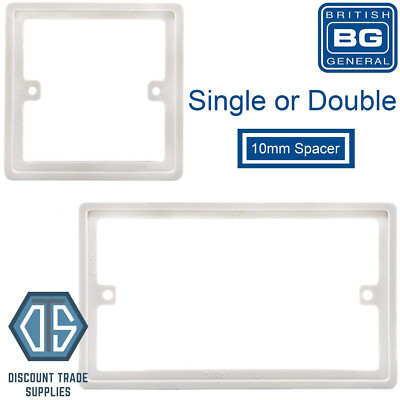 BG SOCKET SPACER FRAME 10MM 1G SINGLE 2G DOUBLE LIGHT SWITCH BACK BOX ...