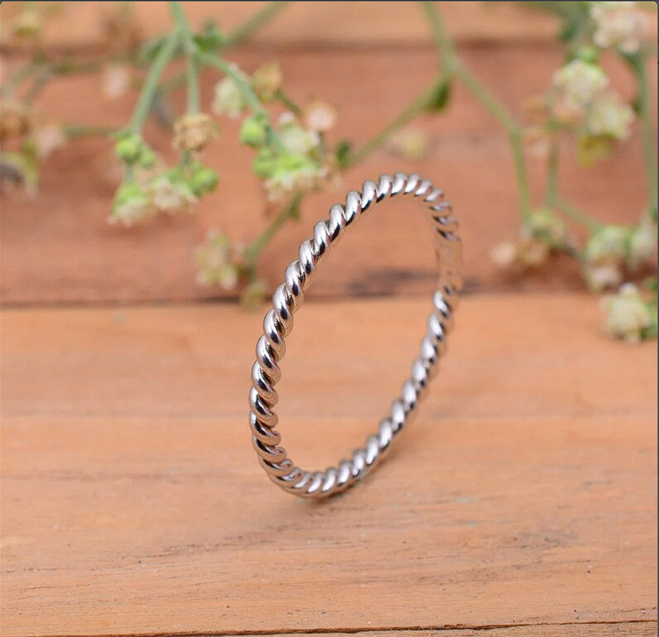 Twisted Wire Ring 925 Sterling Silver Ring Rope Thin Wire Ring Handmade ...