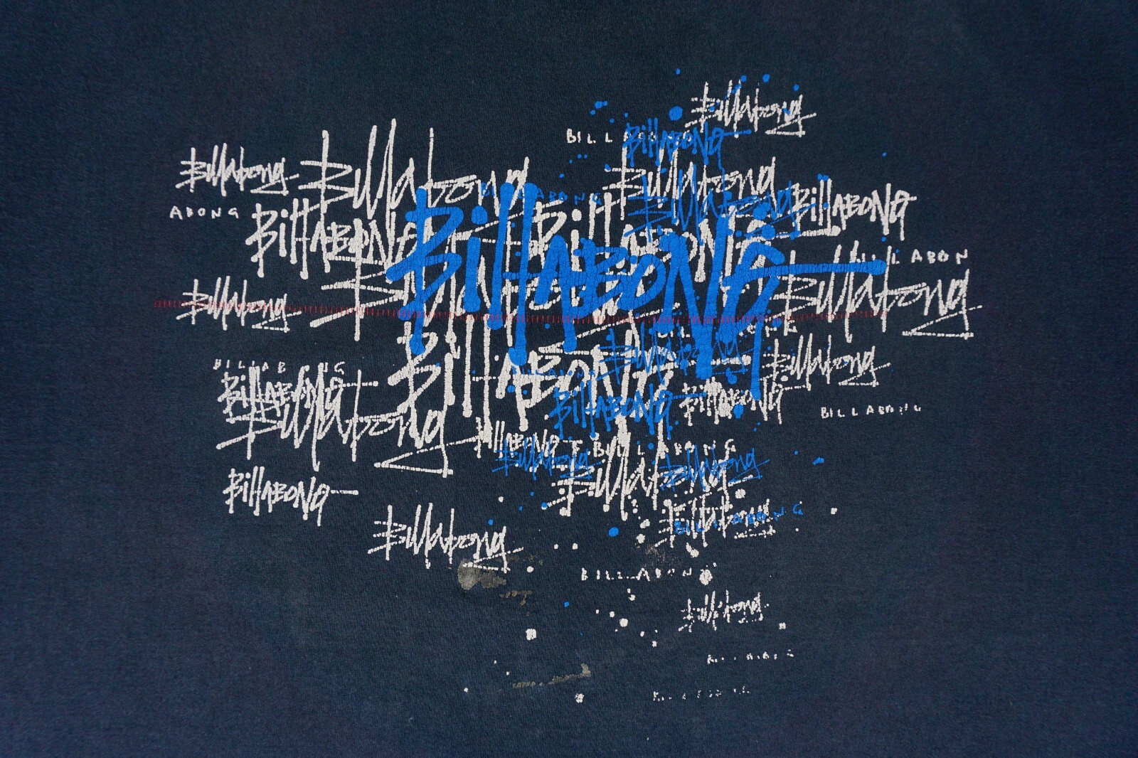 Y2K Billabong graffiti tags navy blue shirt tagged 2X… - Gem