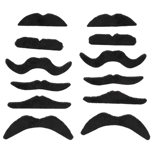 12 Pack Self Adhesive Assorted Fake Moustache / Mustache Set Fancy ...
