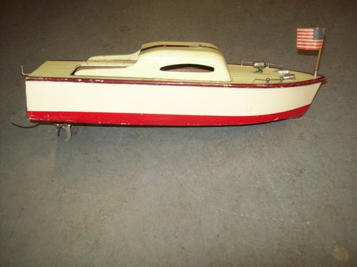 Vintage Wooden Toy Cabin Cruiser Battery Powered Boat | eBay