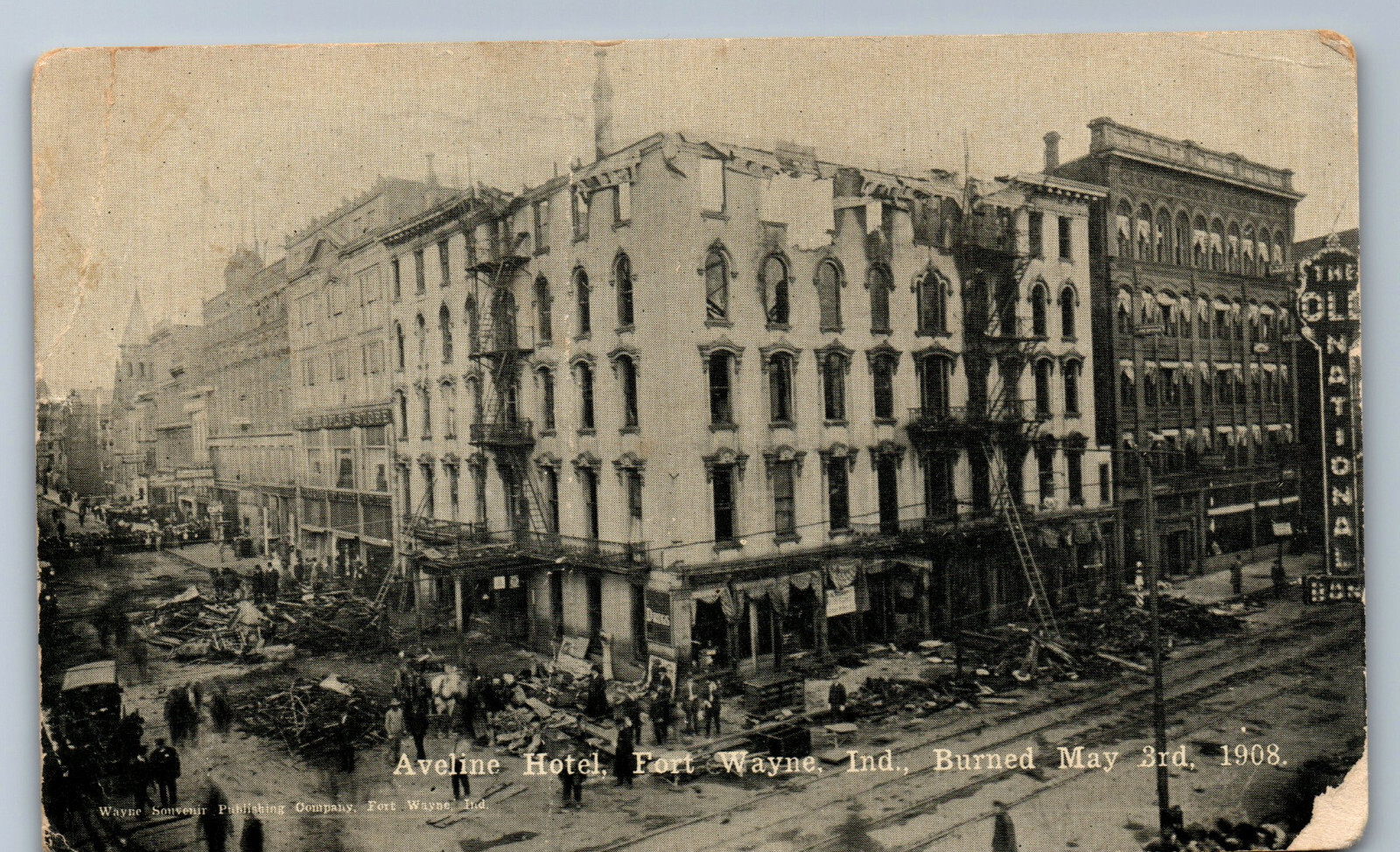 Postcard Indiana IN 1908 Fire Damaged Aveline Hotel Fort Wayne Y8 | eBay
