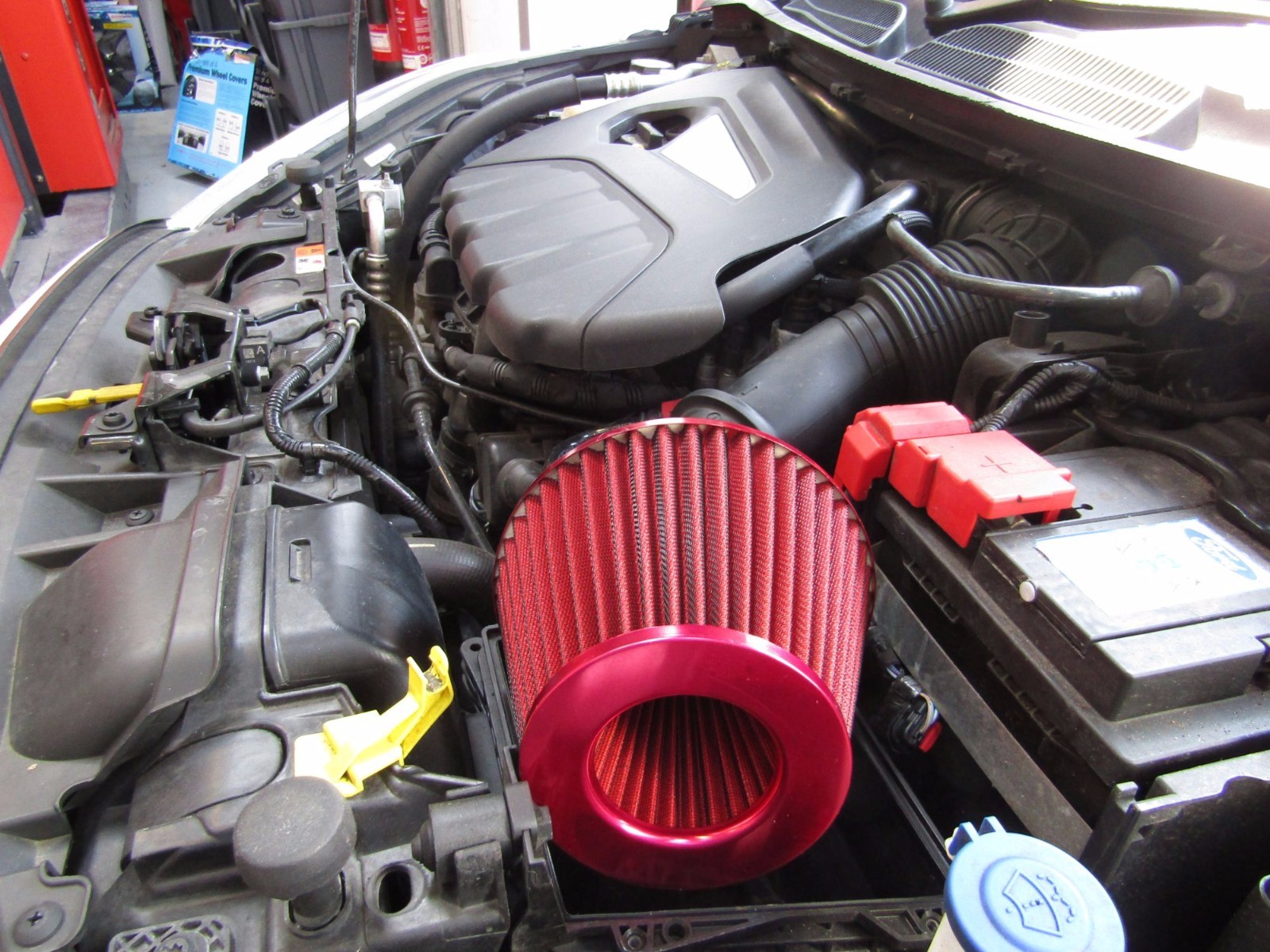 Universal Large Red/ Stainless Cone Induction Kit Intake Air Filter ...