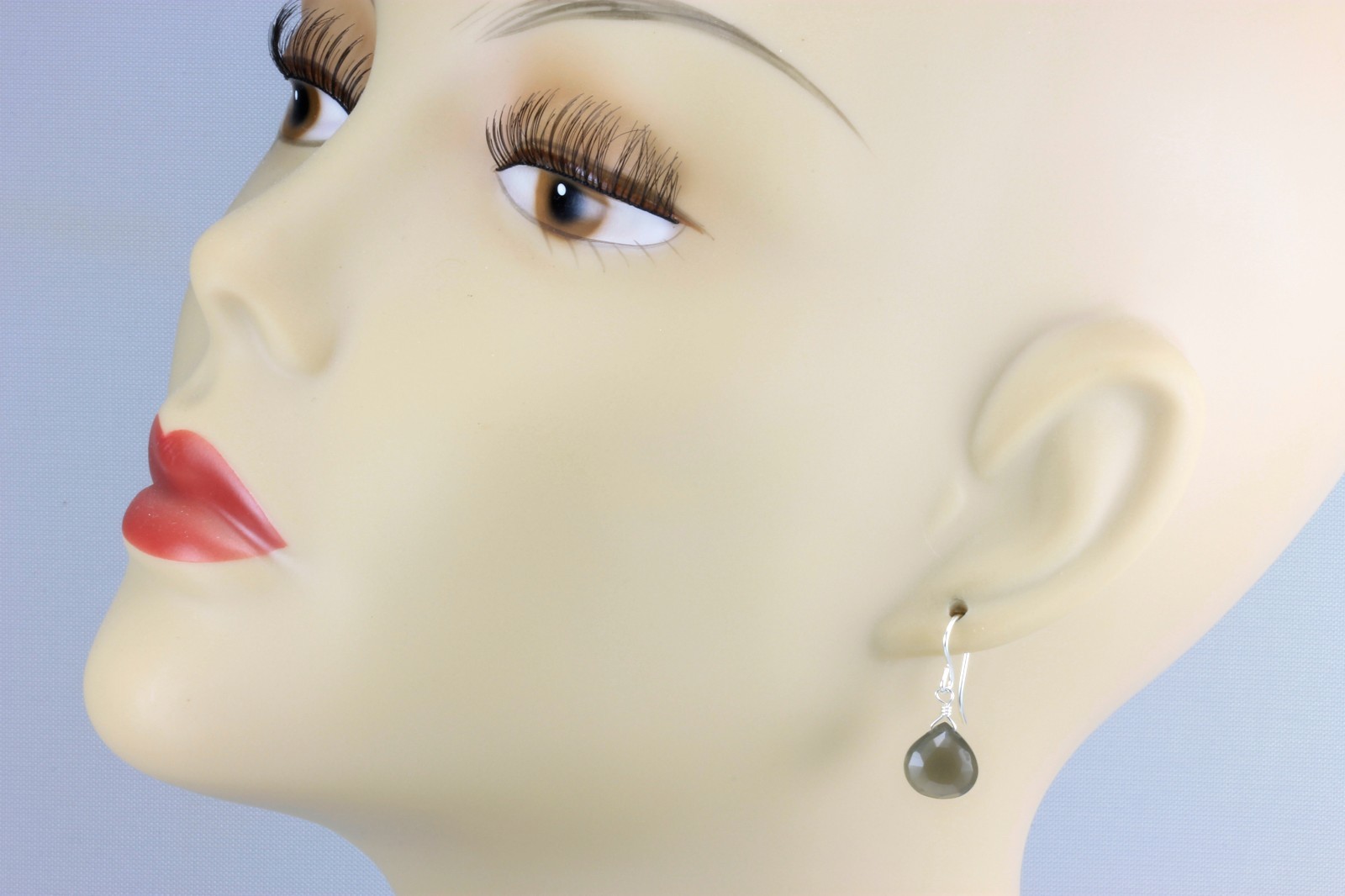 Gray Moonstone Earrings Faceted Grey Teardrops Sterling 14k Solid ...