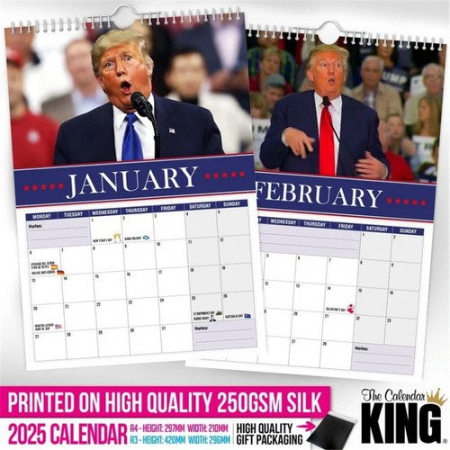 Trump Calendar 2025 Donald Gift Funny Quirky Monthly Wall Calender ...