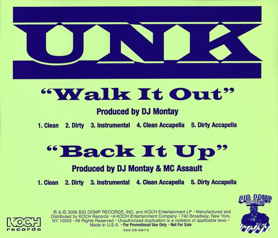 Unk WALK IT OUT / BACK IT UP (Promo Maxi CD Single) (2006) RARE | eBay