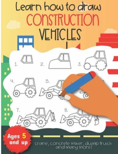 Learn how to draw construction vehicles crane, concrete mixer, dump ...
