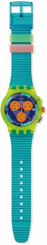 Swatch NEON WAVE SUSJ404 Chronograph Quartz Blue Yellow 42mm NEW ...