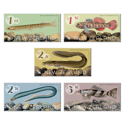 zealand 2017 zelande fish Peces Fische poisson Lamprey Torrentfish 5v ...