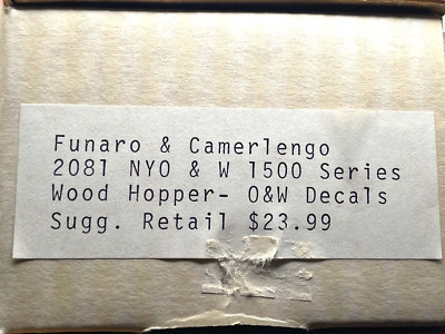 HO FUNARO & CAMERLENGO 2081 NEW YORK ONTARIO & WESTERN NYO&W WOOD ...