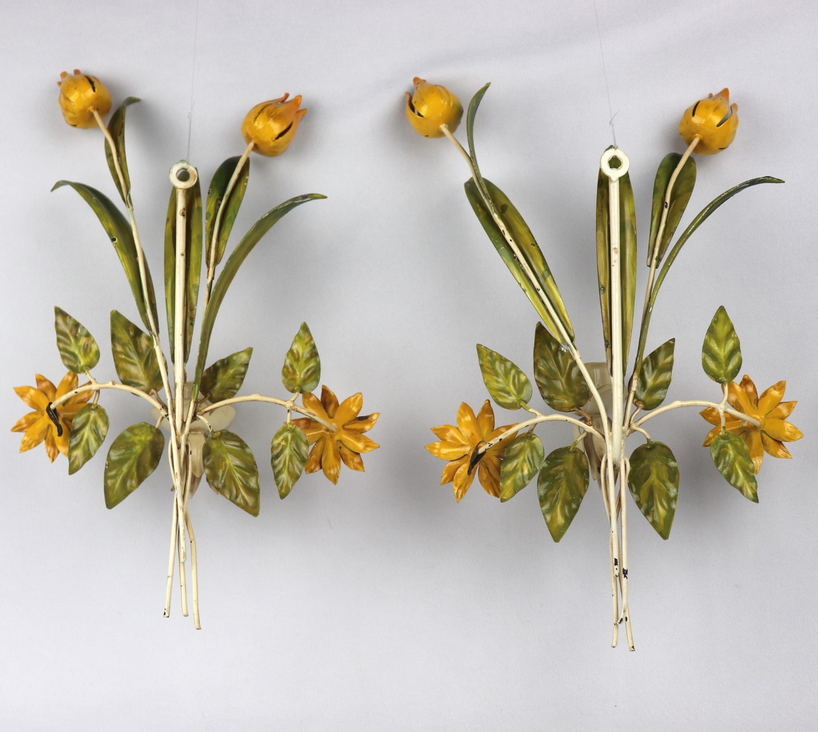 Vintage Italian Tole - 5 Piece Set - 2 Candle Holders, 2 Wall Sconces ...