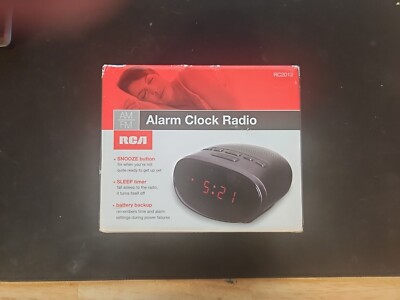 RCA Alarm Clock AM/FM Radio 6" LED Display Sleep Timer Battery Backup ...
