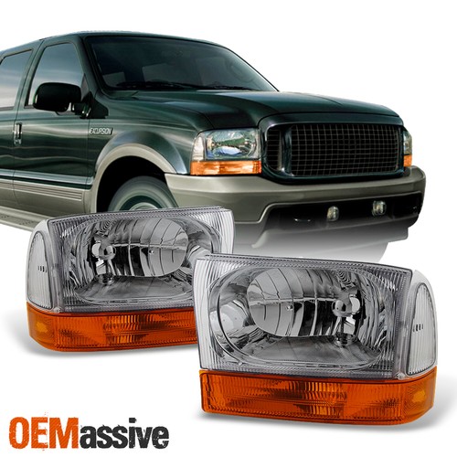 Fit 99-04 F250 F350 F450 F550 Superduty Excursion Headlights w/Amber ...