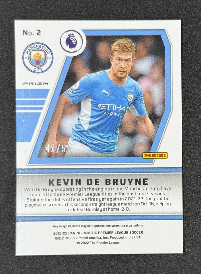 Kevin de Bruyne 2021-22 Panini Mosaic Premier League PURPLE MOSAIC ...