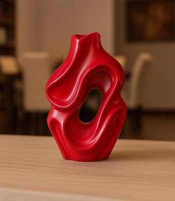 Modern Abstract 3D Printed Vase – Sculptural Red Accent Piece | eBay