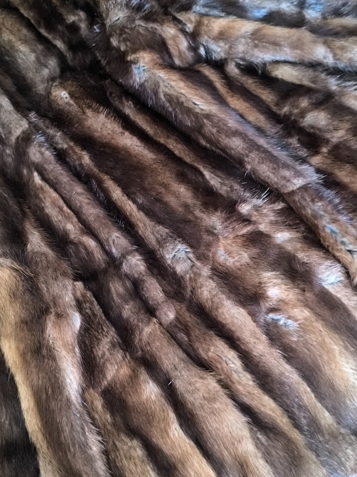 Rare Vintage Real Quality Heavy Fur Long Coat Muskrat Polish Size 12 14 ...