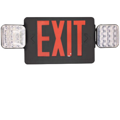 Exit Sign Emergency Light Combo EXIT/EM-R-BK Black housing | eBay