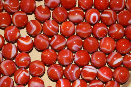 ⭐Lot of 25 Vacor🔥 Red🔴 Beard Ribbon🔥Collectors Toy Marbles .592"=19/32 ...