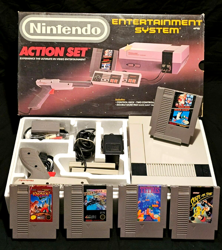 NINTENDO NES CONSOLE WITH FIVE GAMES COMPLETE (CIB) ORIGINAL WITH ...