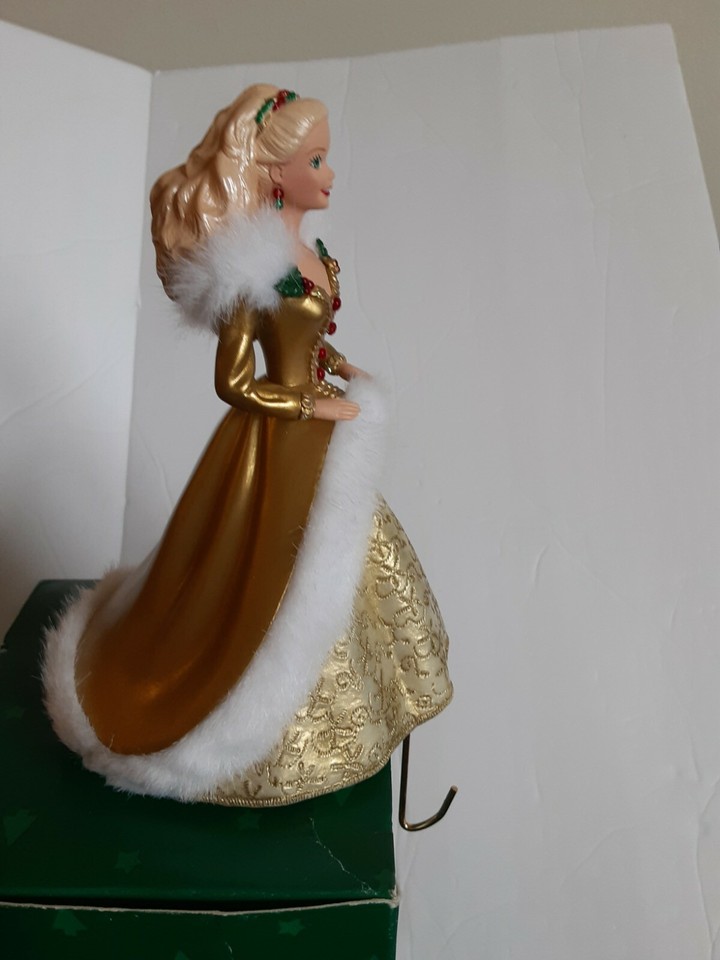 Hallmark Christmas 1995 Happy Holidays Barbie stocking hanger faux fur ...