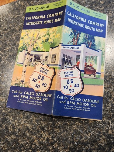 old Calso Gasoline & RPM Motor Oil California Co Interstate Road Map | eBay