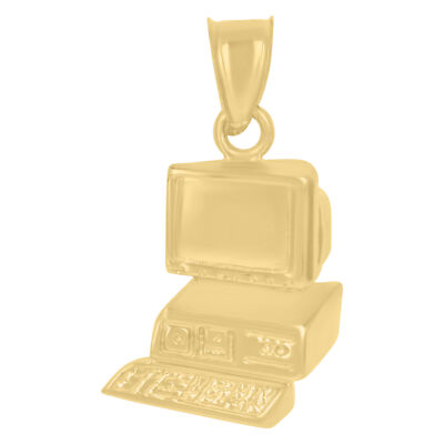 10kt Yellow Gold Mens Computer Charm Pendant Gift for Women | eBay