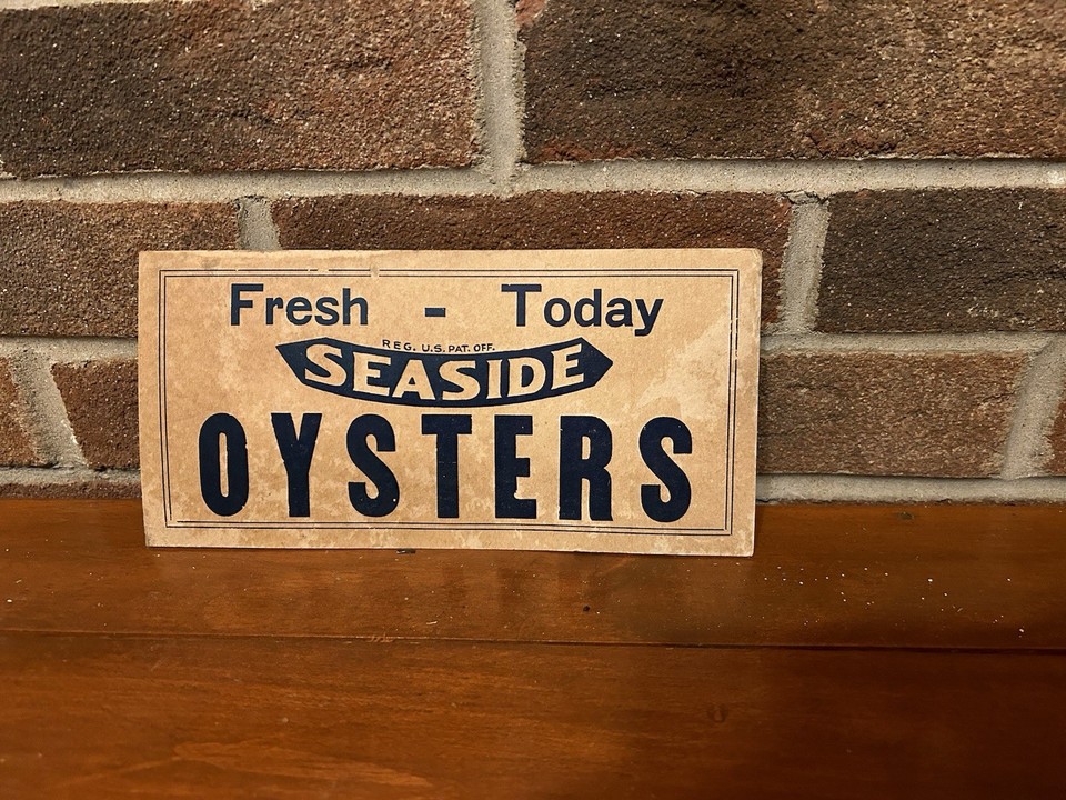 Vintage Oysters Sign On Board Fresh Today Restaurant Decor 1920s 30s | eBay