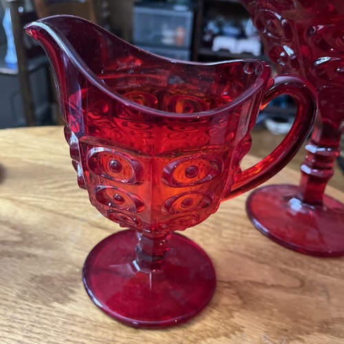 Vintage Viking Ruby Red Yesteryear Bull's Eye Art Glass Compote ...