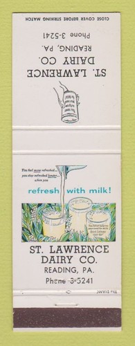 Matchbook Cover - St Lawrence Dairy Reading PA Milk | eBay