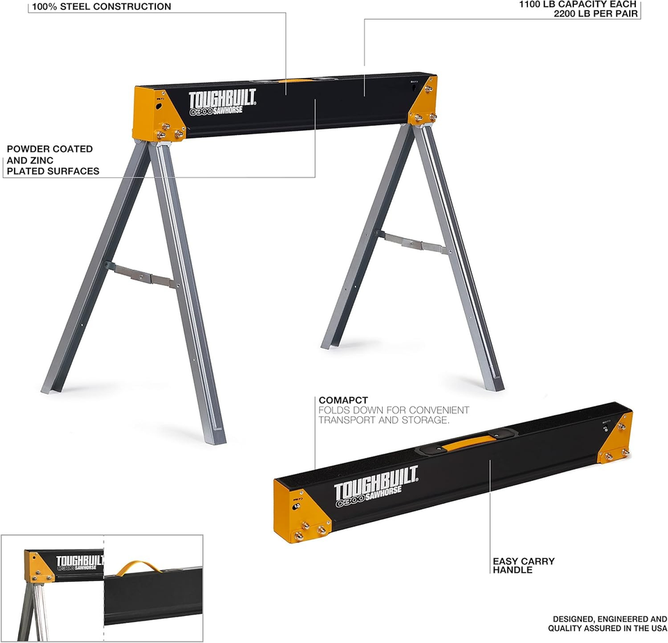 ToughBuilt - Folding Sawhorses/Jobsite Table (Set of 2) | eBay
