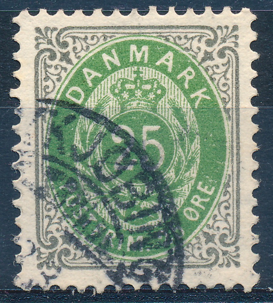 Denmark Scott 50/AFA 29B, 25ø gray/green Bicolor, Fresh XF Used | eBay