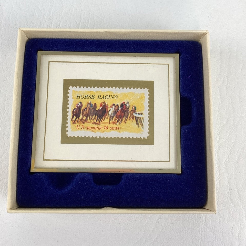 Hanford Heirlooms Collectible Framed Stamp Horse Racing Numbered ...
