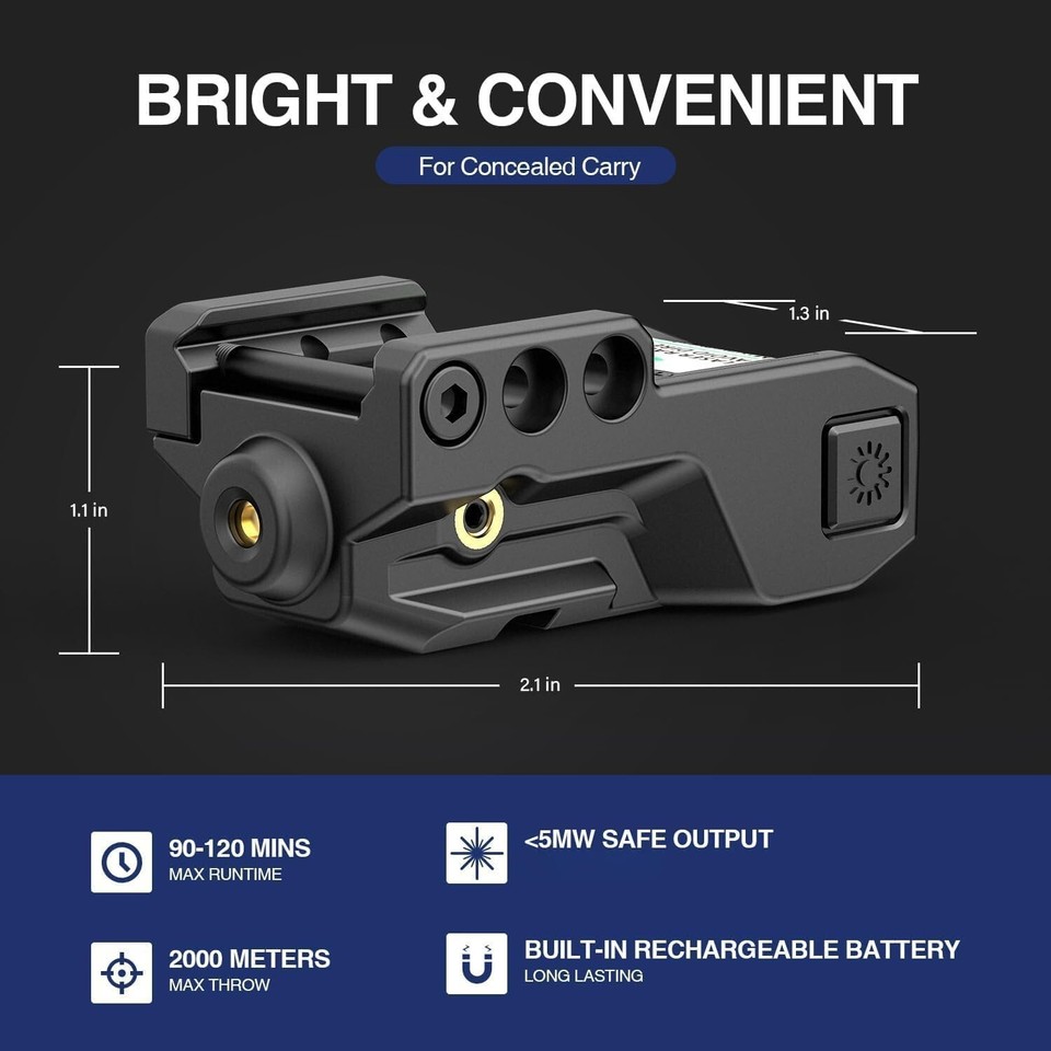 SOLOFISH Low Profile Green Laser Sight Magnetic Rechargeable Picatinny ...