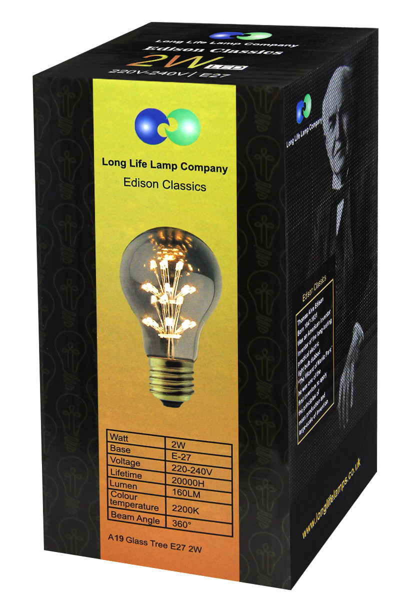 2w Vintage LED Tube Light Bulb B22 Clear Glass Tree Filament T28 for ...