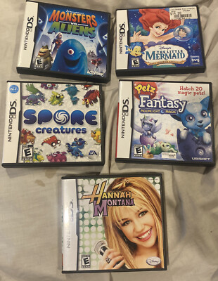 Nintendo DS Game Lot 5-pcs Spore Creatures Mermaid Pets Monsters Aliens ...