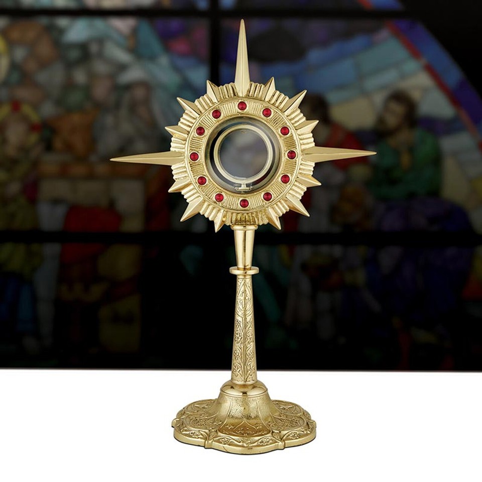 Monstrance 24K Gold Plated Circular Luna Religious Spiritual Icon 10 In ...