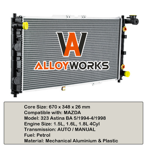 Premium Quality Radiator Fit MAZDA 323 ASTINA BA 1.8L 5/1994-4/1998 AT ...