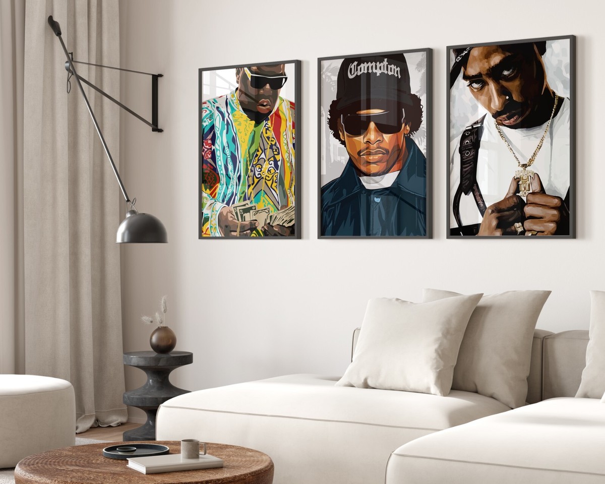 2pac Biggie Eazy E Drawing Biggie, Tupac & Eazy E Canvas Art Posters