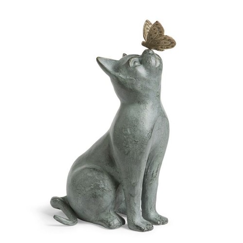 Cat Garden Statues Curious Rust-resistant cast aluminum Handpainted ...