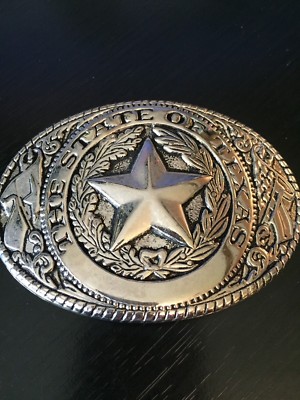 Silver Tone State of Texas Belt Buckle Very Detailed Texas Star | eBay