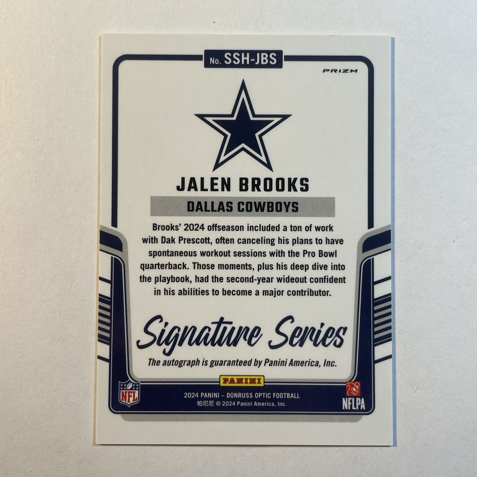 2024 Donruss Optic Jalen Brooks Auto Signature Series Holo Prizm SSH-JBS Cowboys | eBay