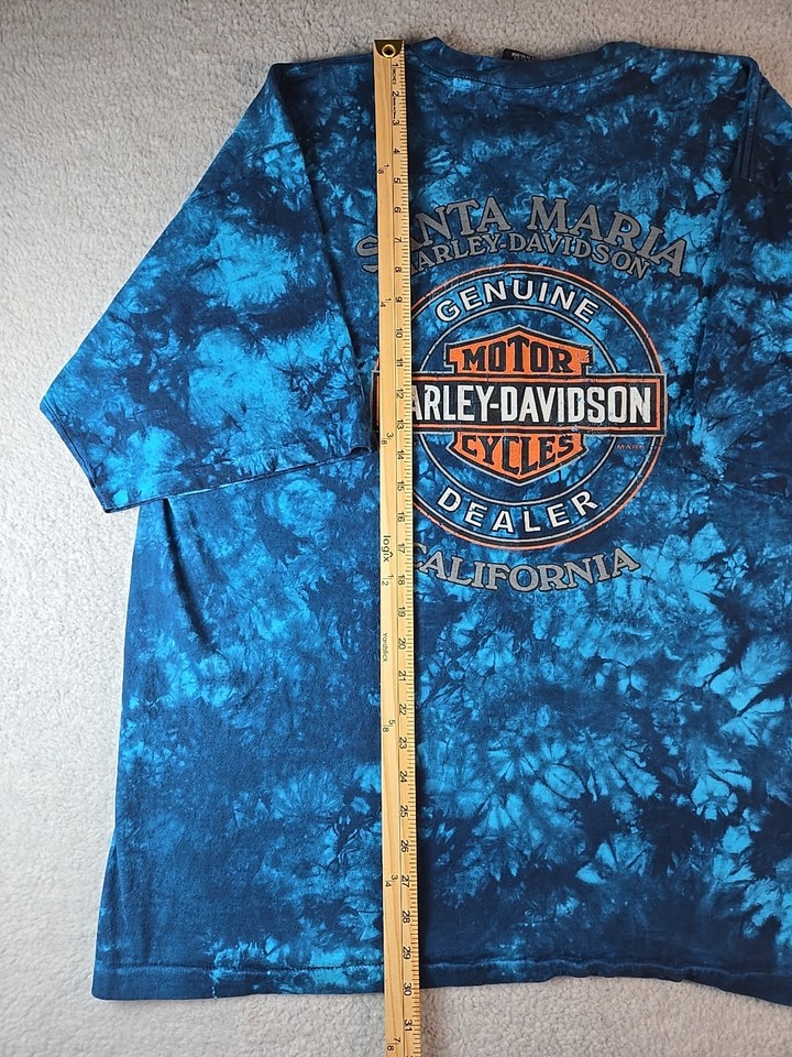 Vtg 2008 Harley Davidson Santa Maria Tie Dye T-Shirt Men's XL Blue ...