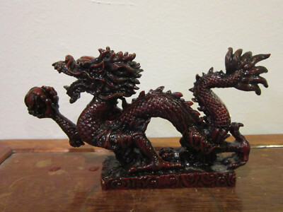 Vintage Solid Red Resin Dragon Figurine 5" Tall, 9" Wide | eBay