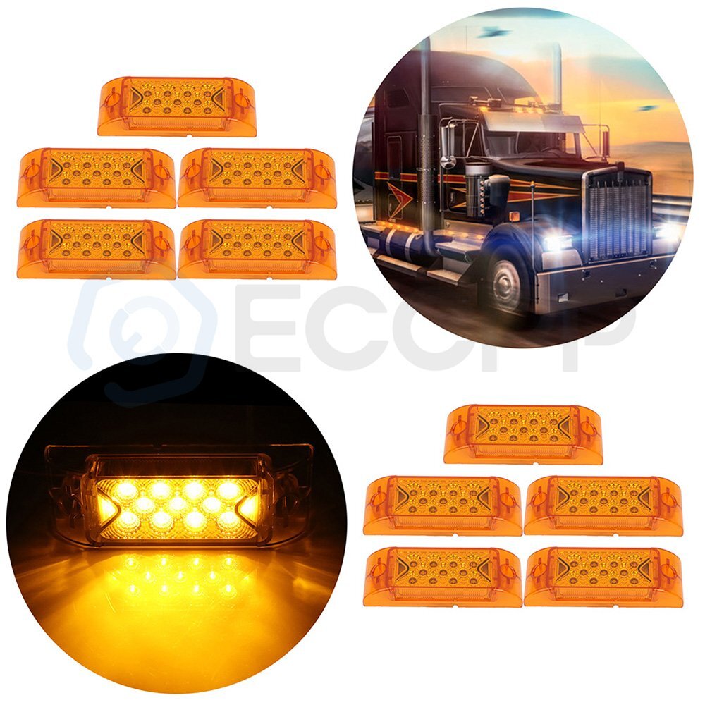 10x 13 led 6.1" yellow universal side marker tail light For Truck Boat ...