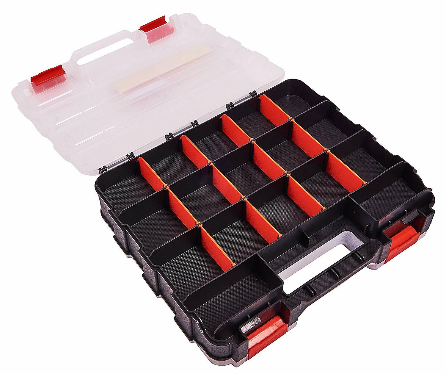 DOUBLE SIDED STORAGE CASE COMPARTMENT FISHING LOCKSMITH 34 SECTION ...