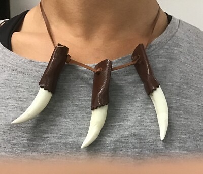 Genuine 3 crocodile teeth necklace kangaroo leather lacing Australia ...