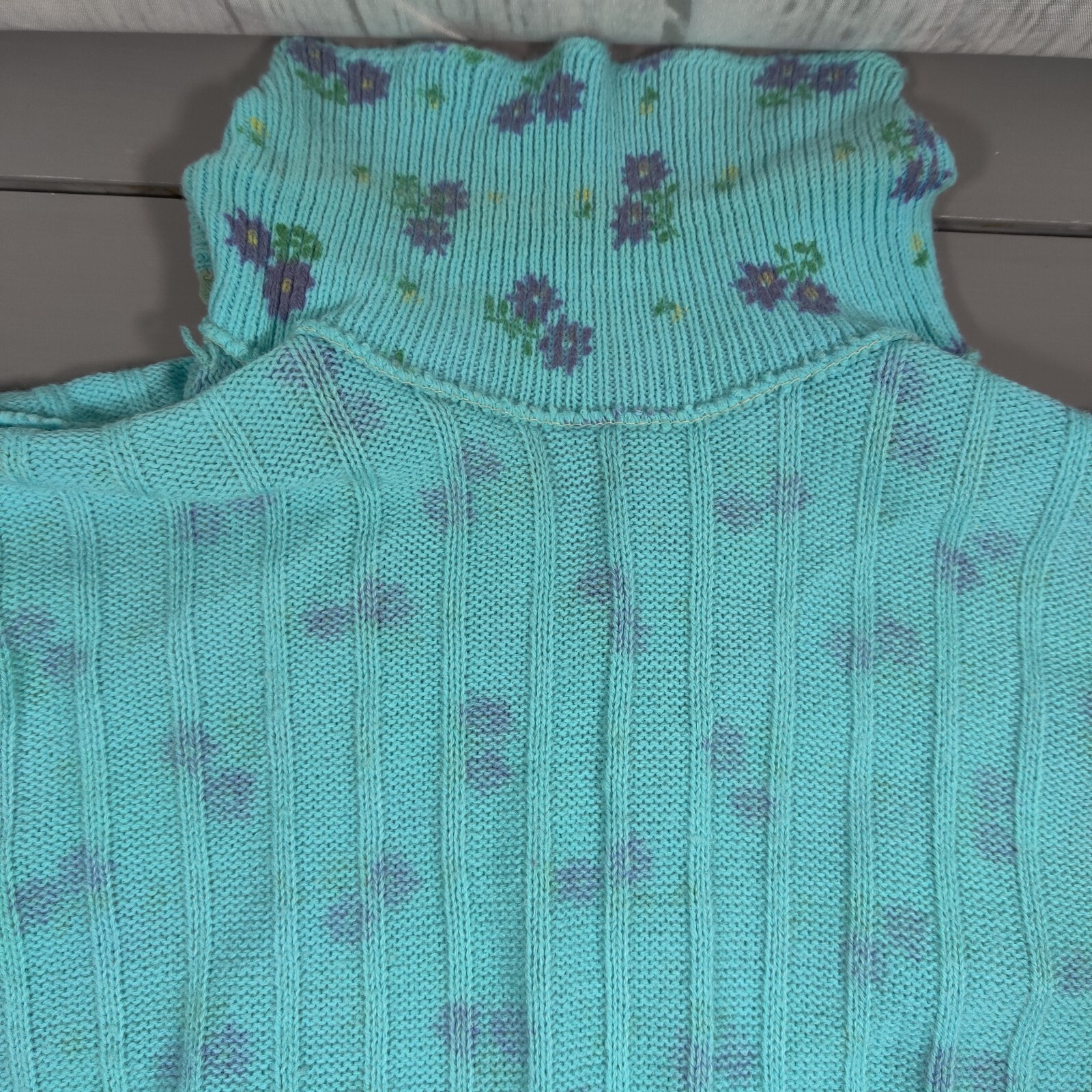 Vintage 50's Bobbie Brooks 1/4 Zip Floral Sweater Mad… - Gem