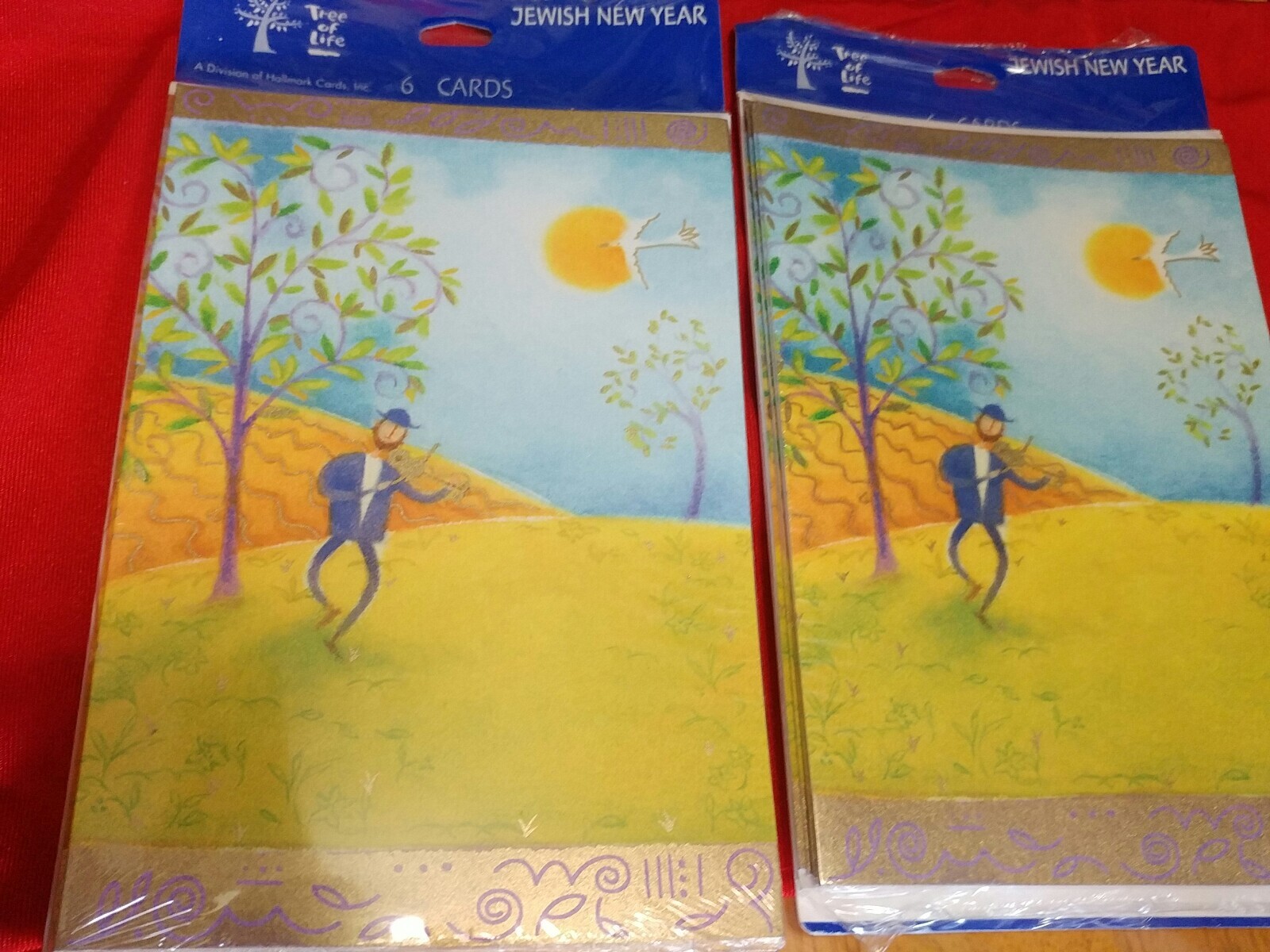 JEWISH NEW YEAR GREETING CARDS New sealed plastic 2 PACKAGES OF 6 = 12 ...