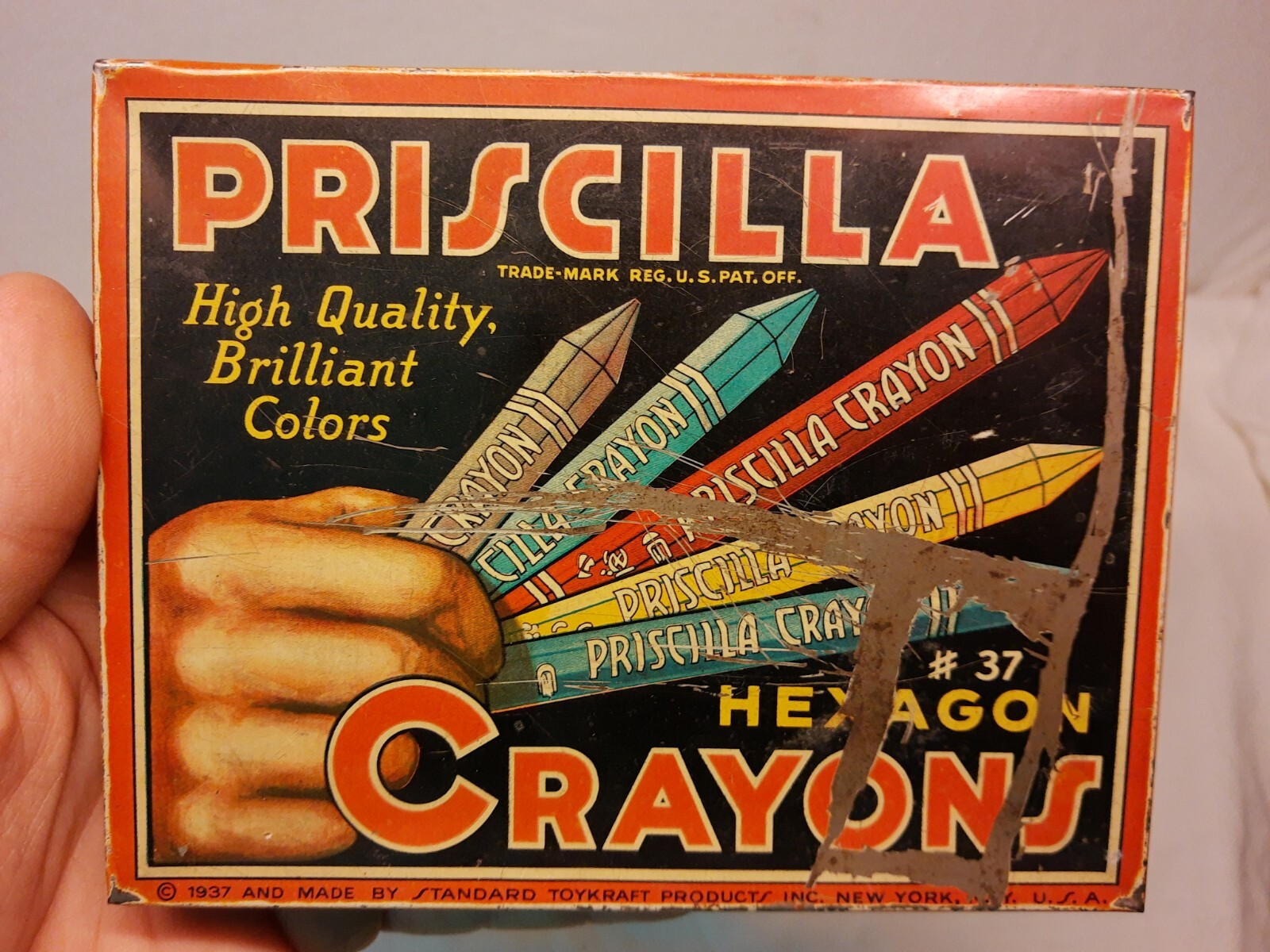 Vintage 1937 Priscilla Hexagon Crayon Standard Toycraft New York Tin ...